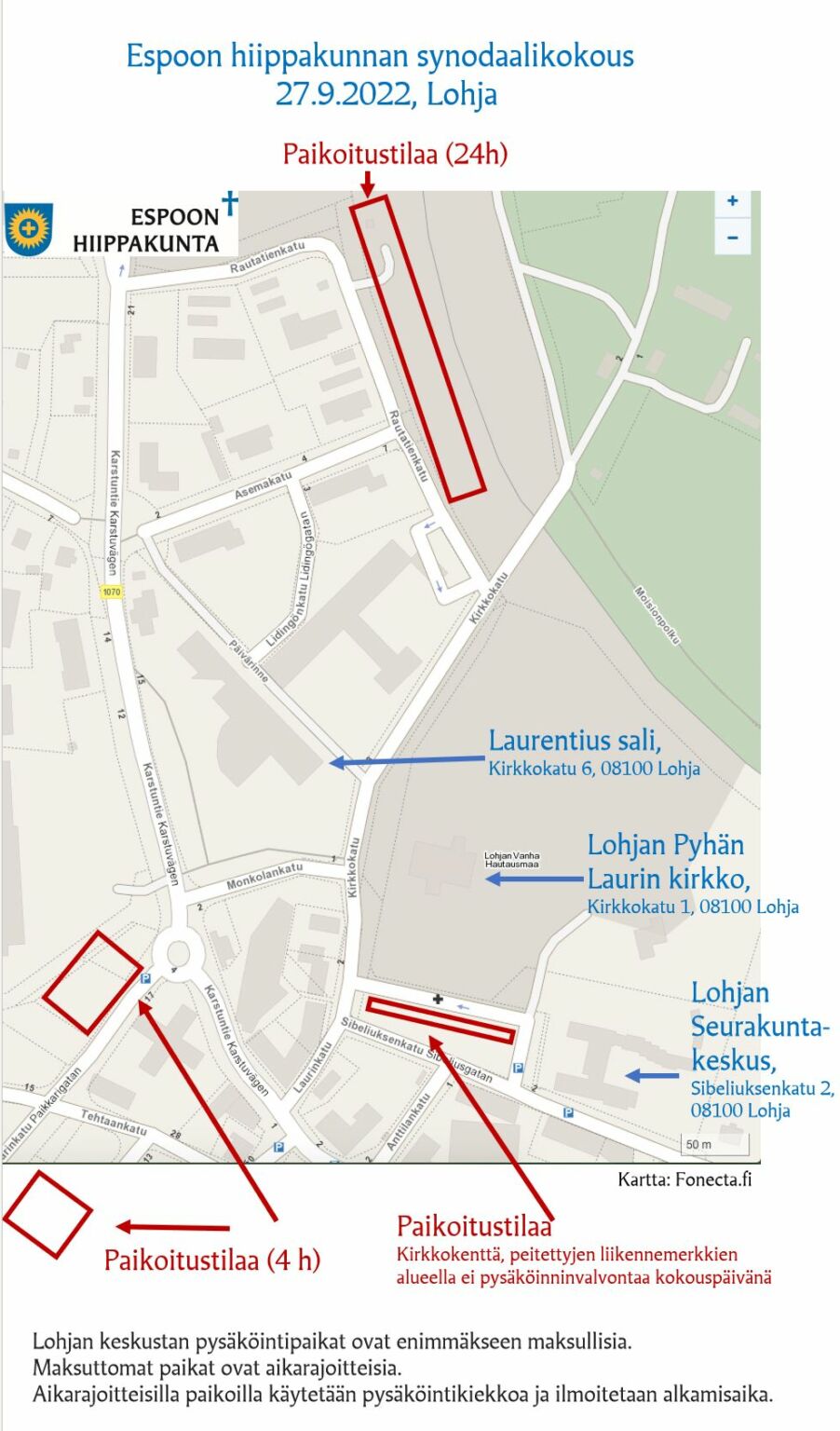 Synodaalikokouksen tapahtumapaikat | Espoon hiippakunta